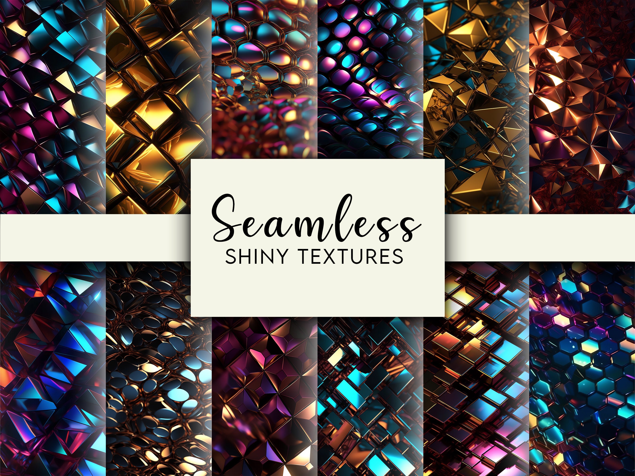 Holographic Textures Shimmer Digital Papers Metallic Color Shiny Gems ...