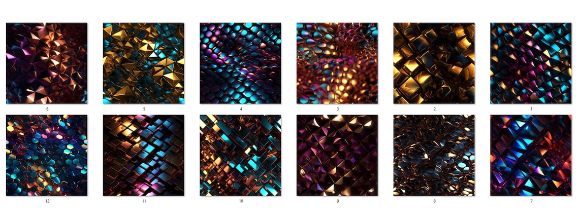 Holographic Textures Shimmer Digital Papers Metallic Color Shiny Gems ...