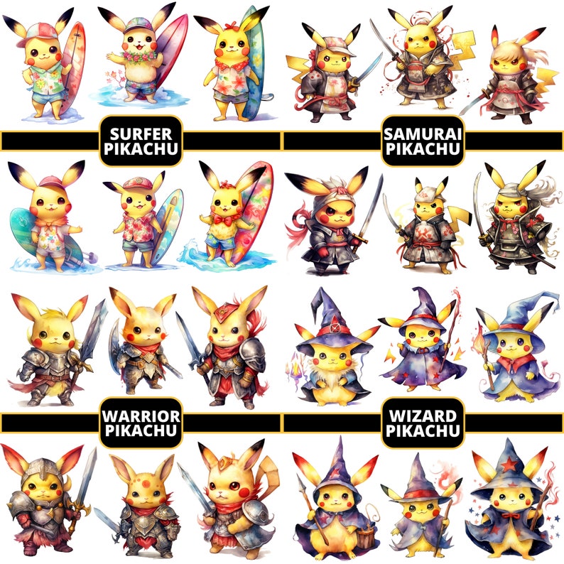 Pokemon Watercolor Clipart, Pikachu Watercolor, Nursery Decor, Baby ...