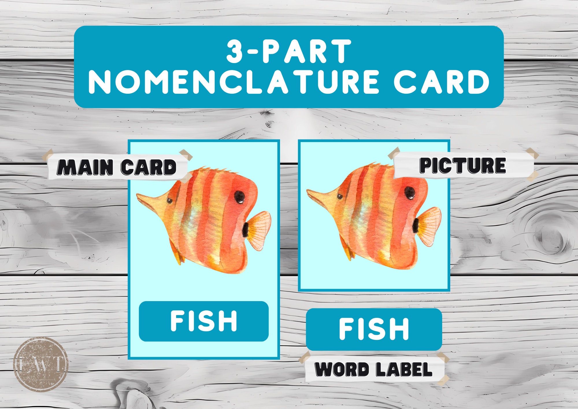 Sea Animals 14 Printable Montessori Cards, Sea Flashcards for Kids ...