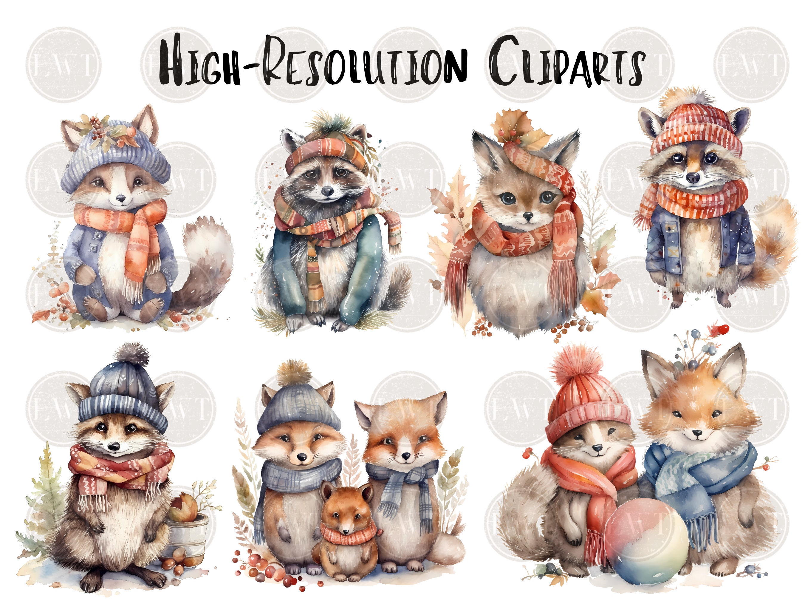 Woodland Animals Watercolor Clipart, Forest Animals Clip Art, Nursery ...