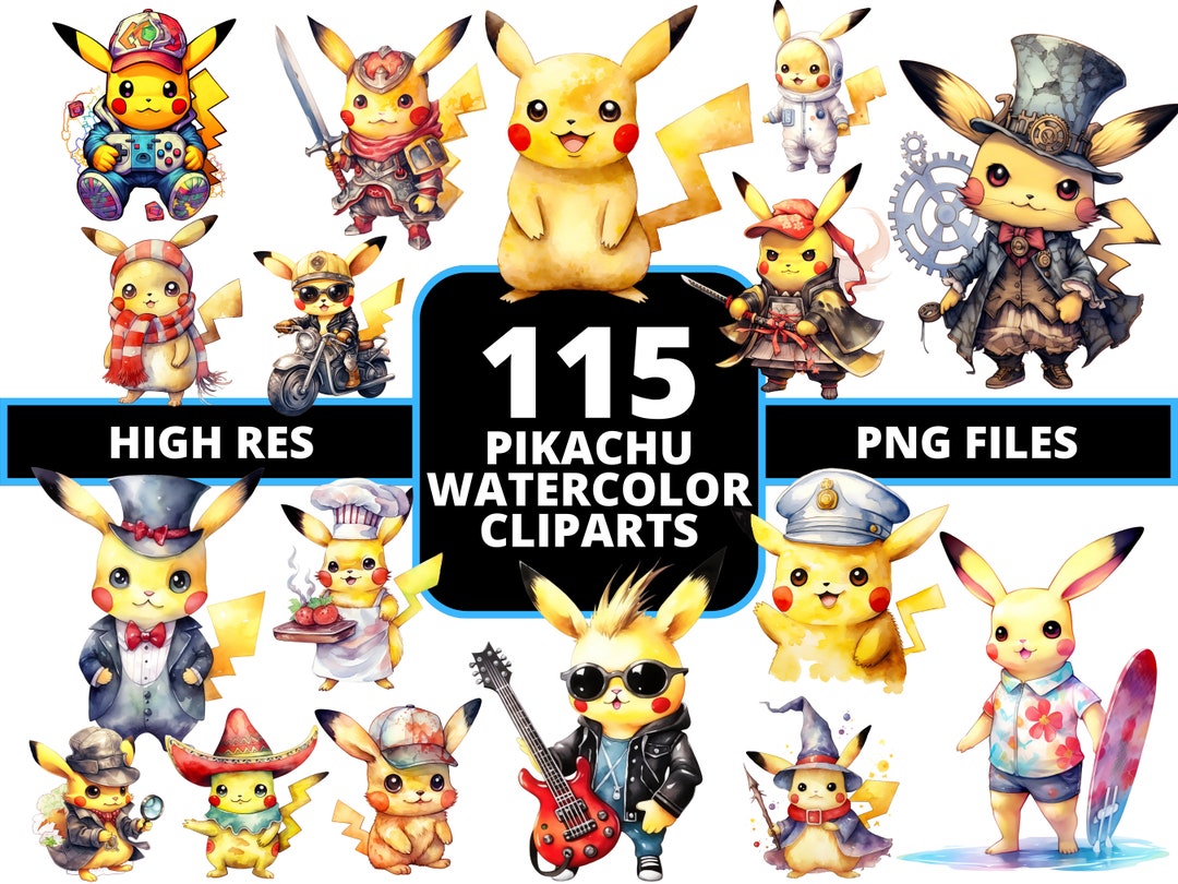 Pokemon Watercolor Clipart, Pikachu Watercolor, Nursery Decor, Baby ...