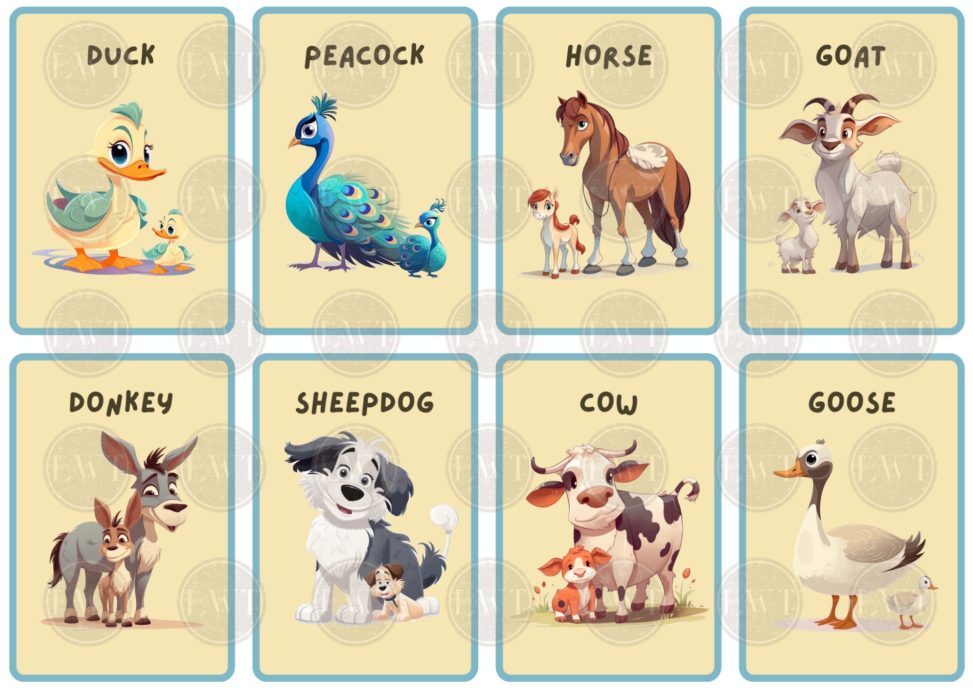 Farm Animals 16 Printable Montessori Cards, Flashcards for Kids Flash ...