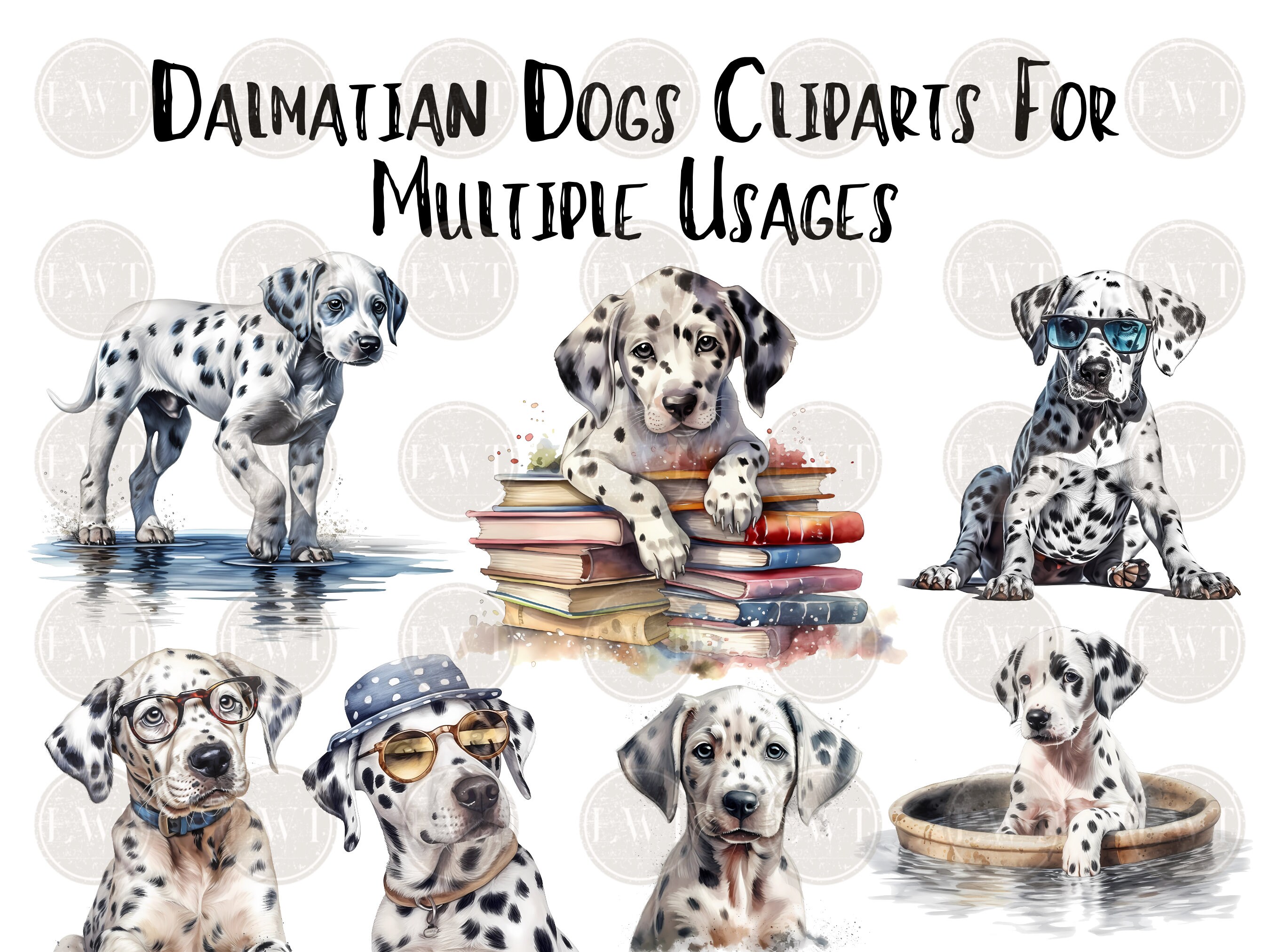 Dalmatian Puppies Dogs Watercolor Cliparts Cute Puppy Cute Dog Pet ...