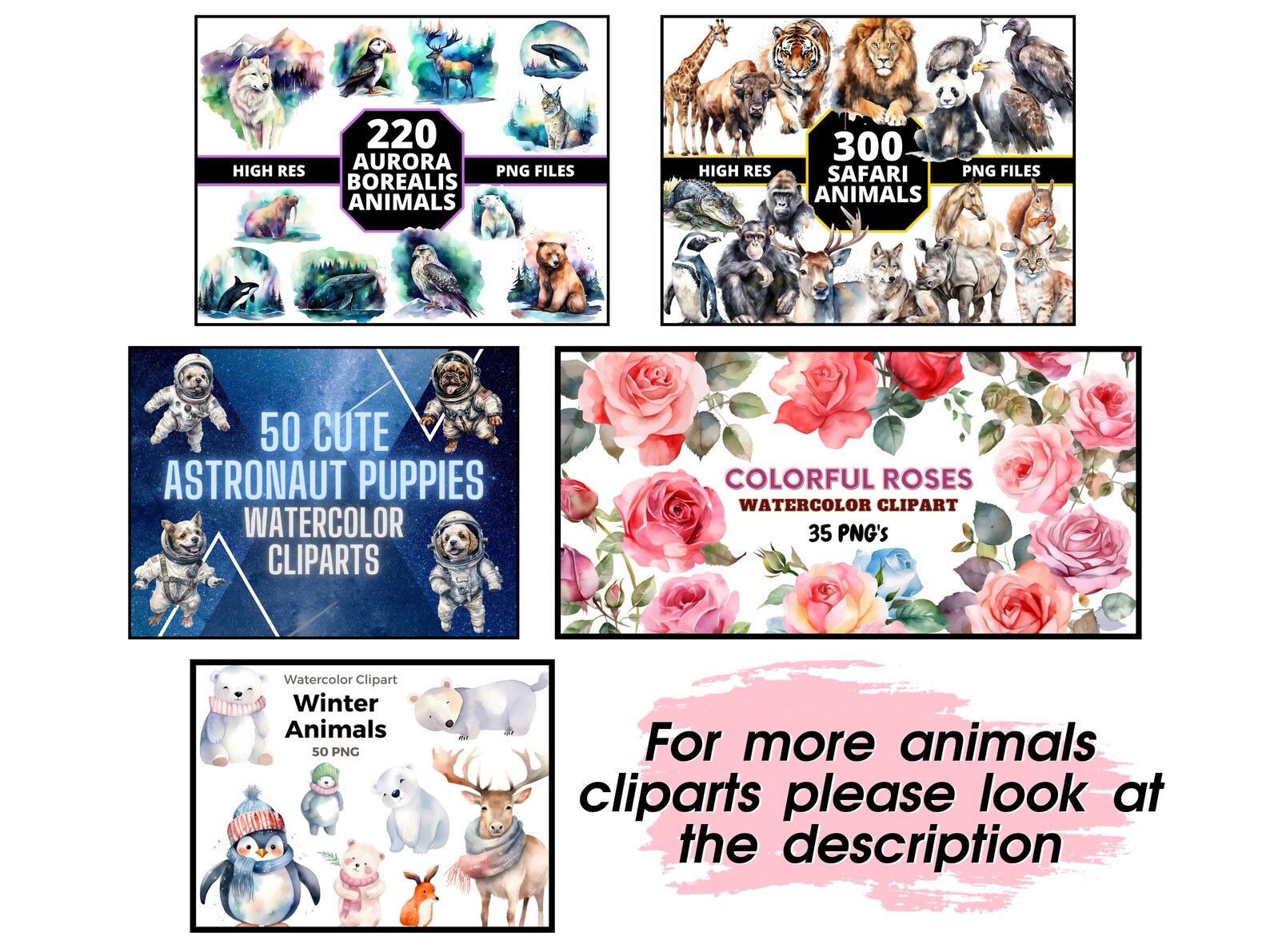 Woodland Animals Watercolor Clipart, Forest Animals Clip Art, Nursery ...