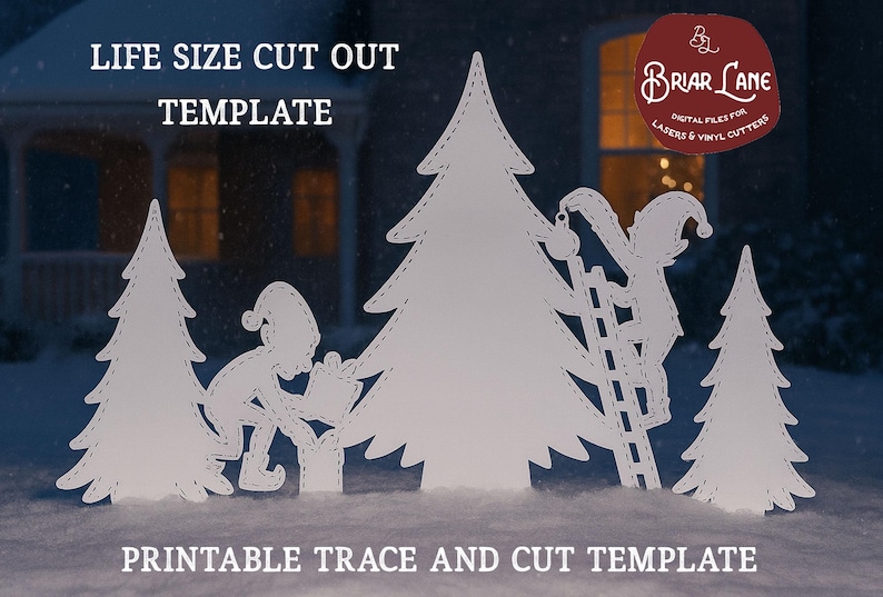 Holiday Bundle Wood Cutout Pattern, DIY Winter Silhouette Display, Elf ...