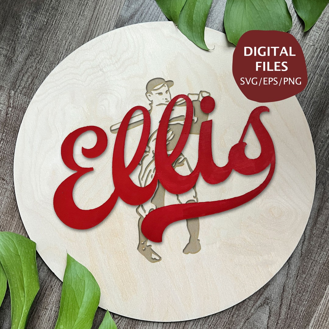 Baseball Name Sign SVG for Glowforge, Sports Round Name Sign Digital ...
