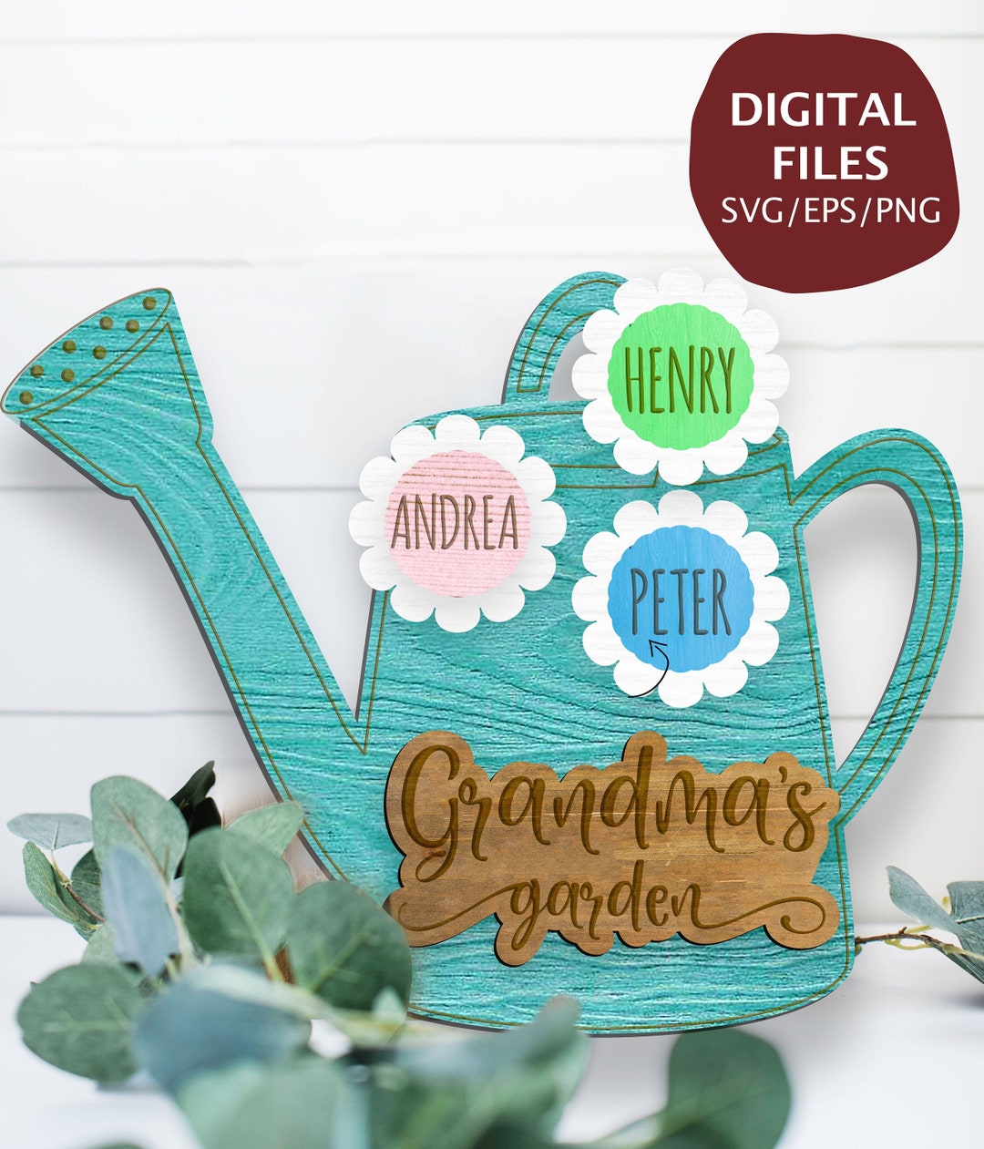 Grandmas Garden Wood Display Sign SVG Download, Family Flower ...
