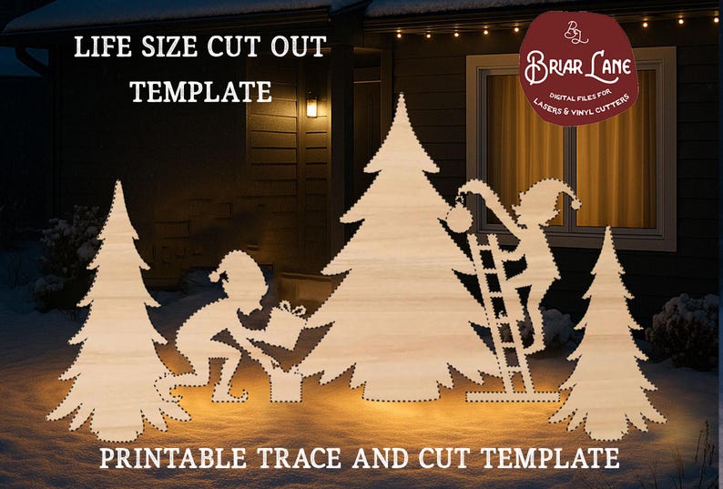 Holiday Bundle Wood Cutout Pattern, DIY Winter Silhouette Display, Elf ...
