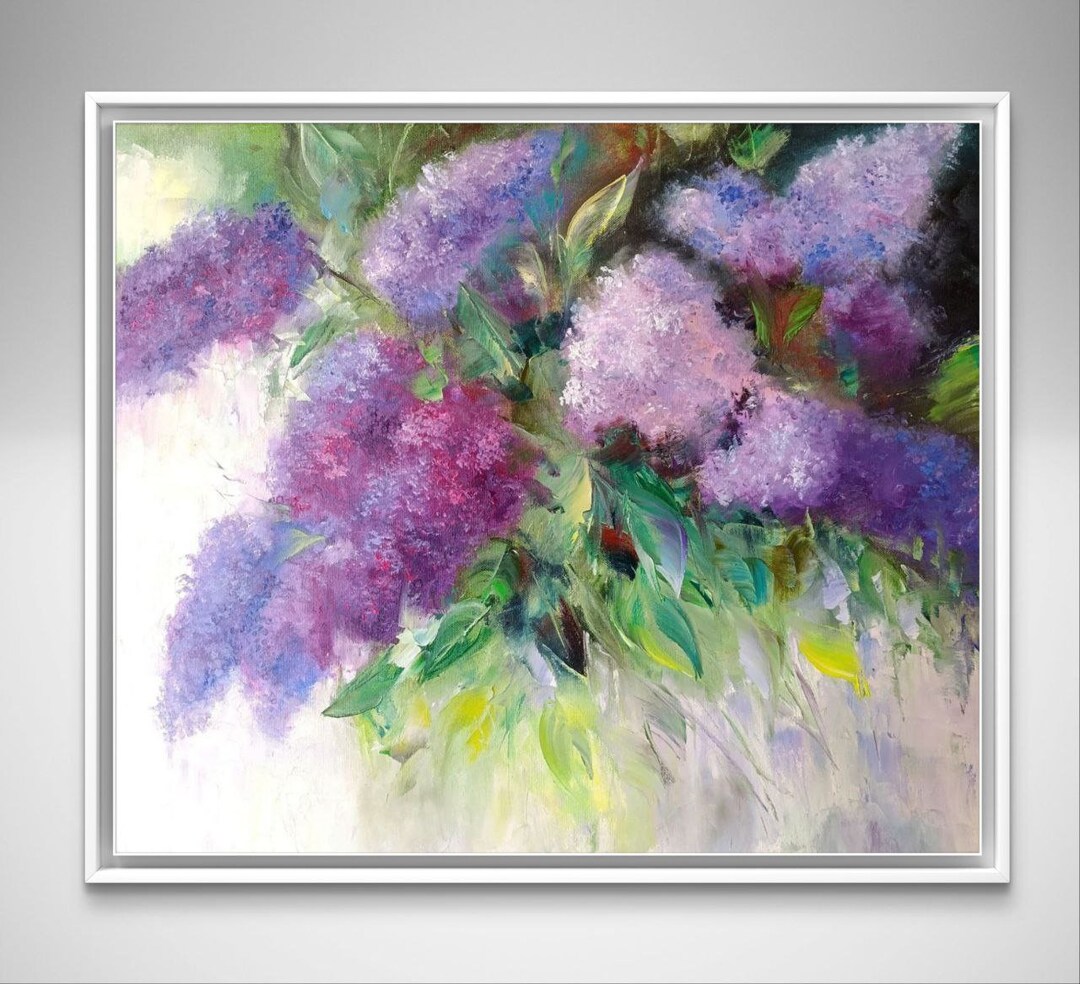 Purple Flowers Oil Painting Lilac Oil Painting Flowers Painting Floral ...