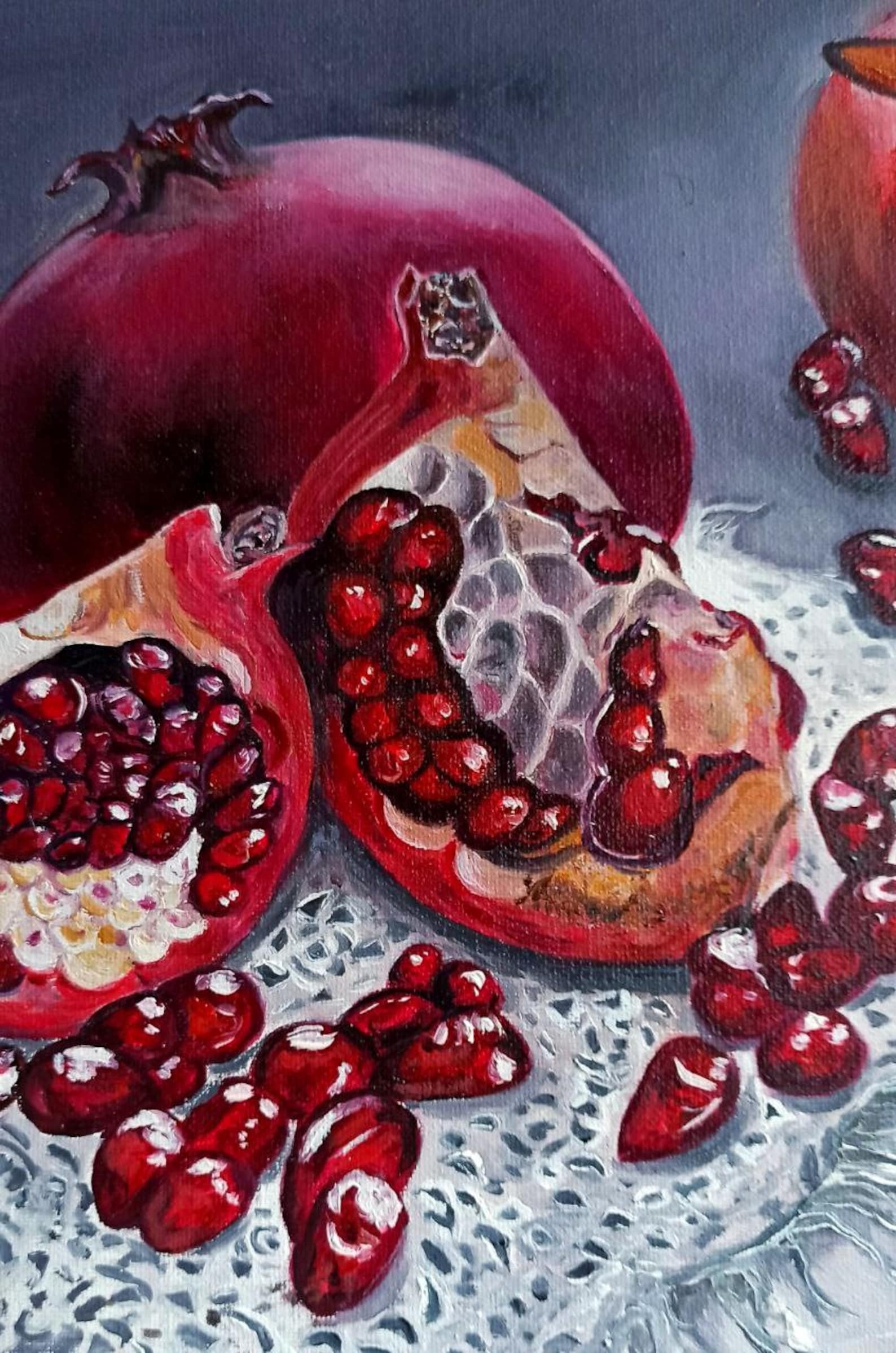 Pomegranate Oil Painting Wall Decor Art Original Oil Painting on Canvas ...
