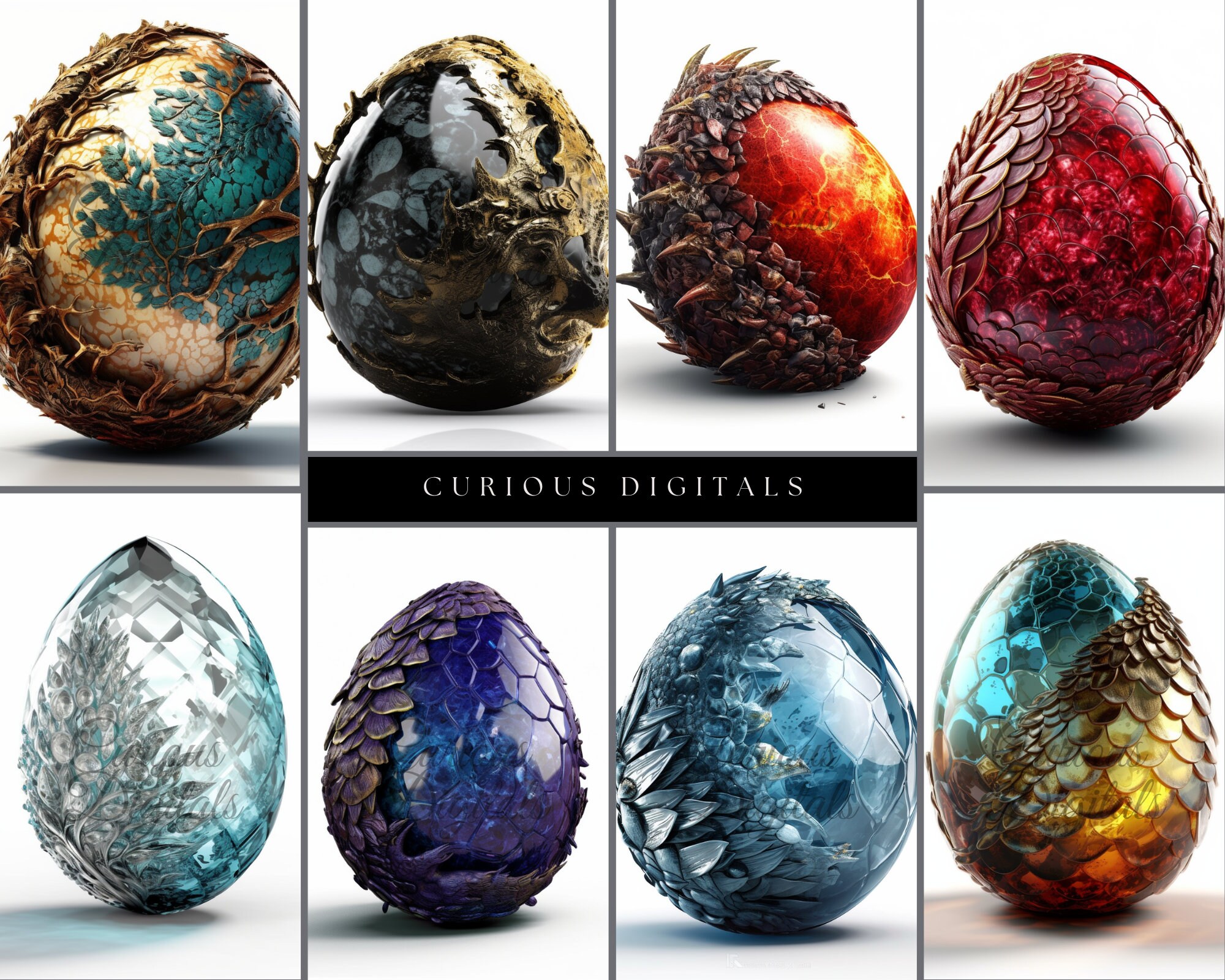 Dragon Eggs - Fantasy - Realism - Clip Art - Digital Art Download ...