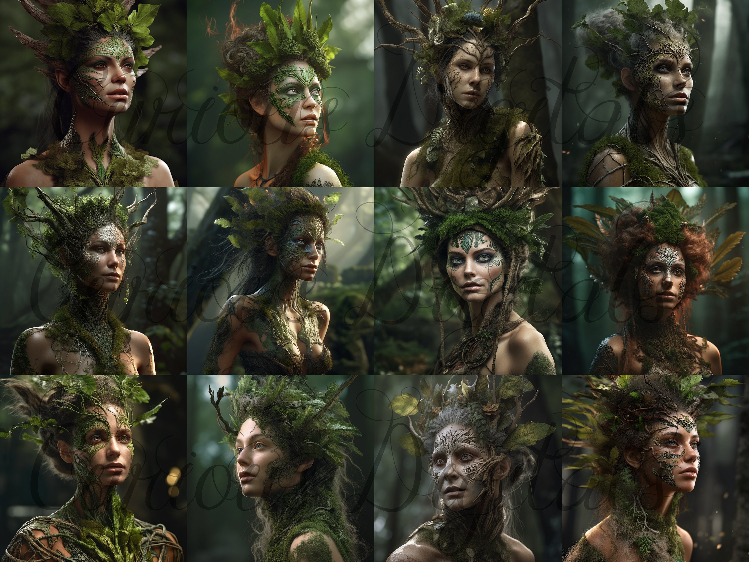 Fantasy Forest Dryad Women - Tree Nymphs - Digital Art Download - Stock ...