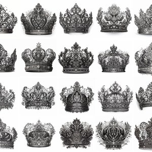 20 Gothic Crowns - Black Crowns - Clip Art - Digital Art Download ...