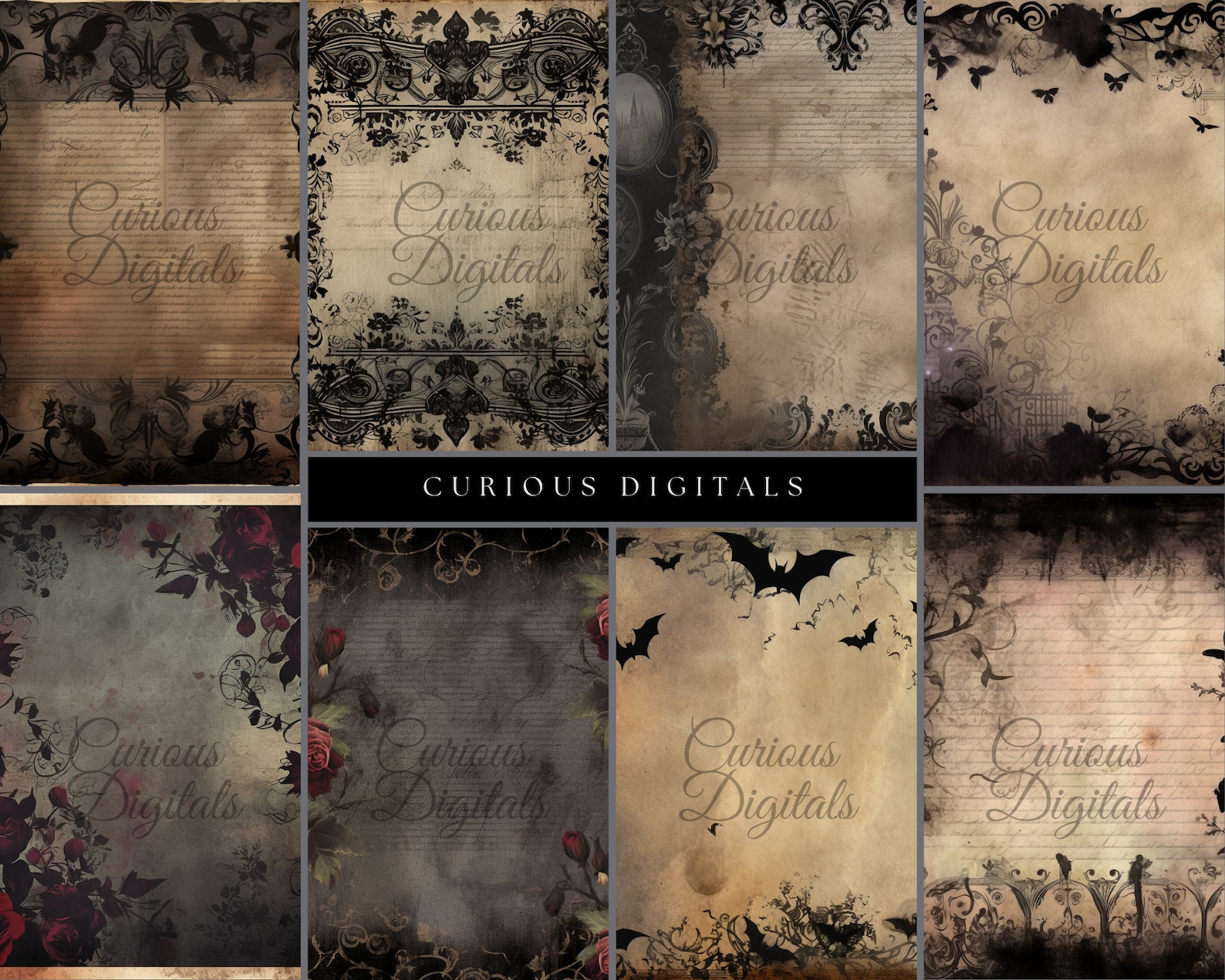 Gothic Victorian Digital Scrapbook Paper - Digital Art Download - Stock ...
