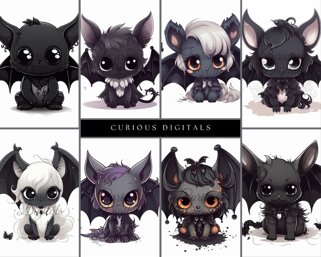 Cute Chibi Bats - Gothic Art - Creatures of the Night - Clip Art ...
