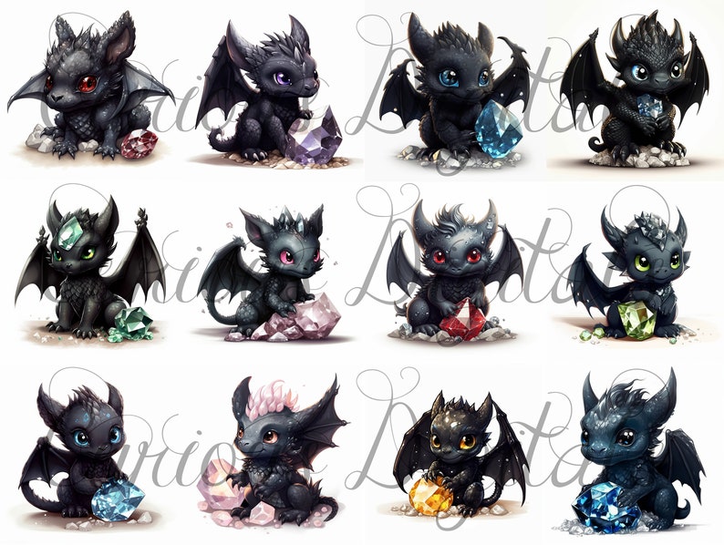 Birthstone Dragons - Gem Dragons - Fantasy - Clip Art - Digital Art ...
