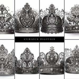 20 Gothic Crowns - Black Crowns - Clip Art - Digital Art Download ...