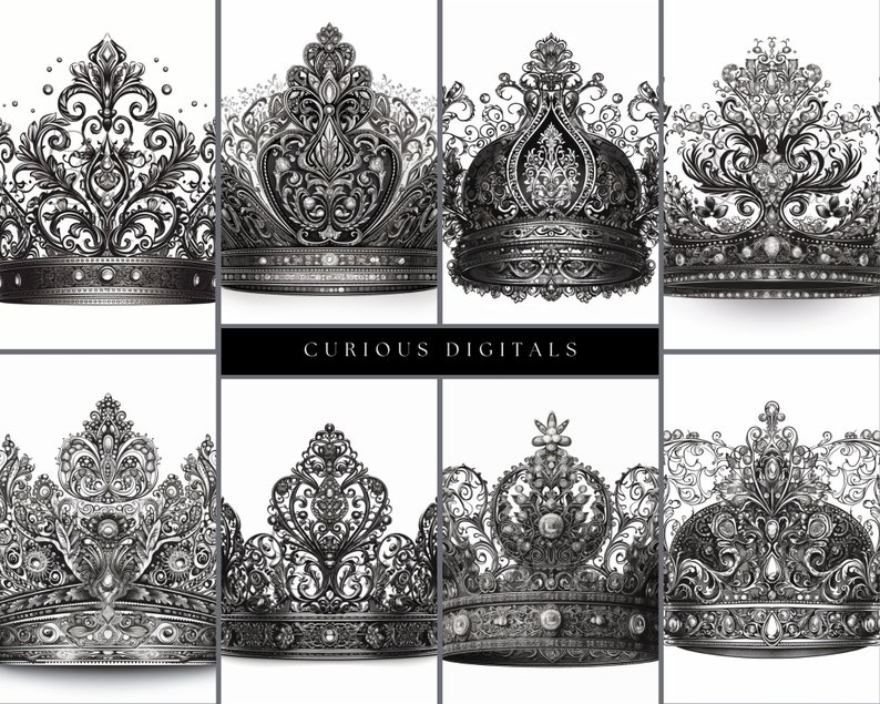 20 Gothic Crowns - Black Crowns - Clip Art - Digital Art Download ...