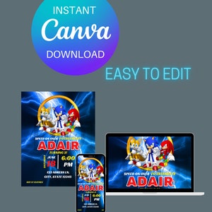 Sonic Birthday Digital Invitation - Etsy