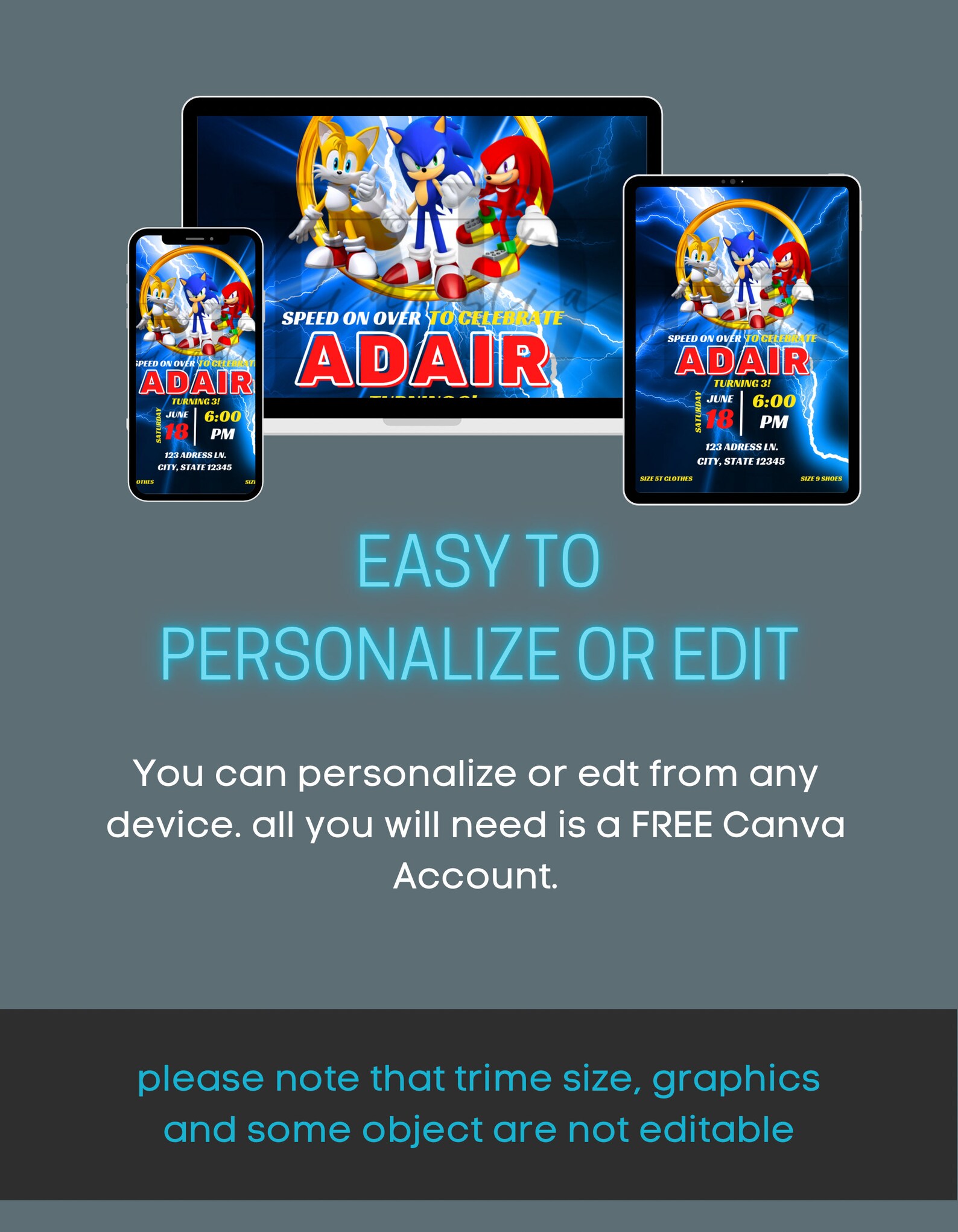 Sonic Birthday Digital Invitation - Etsy