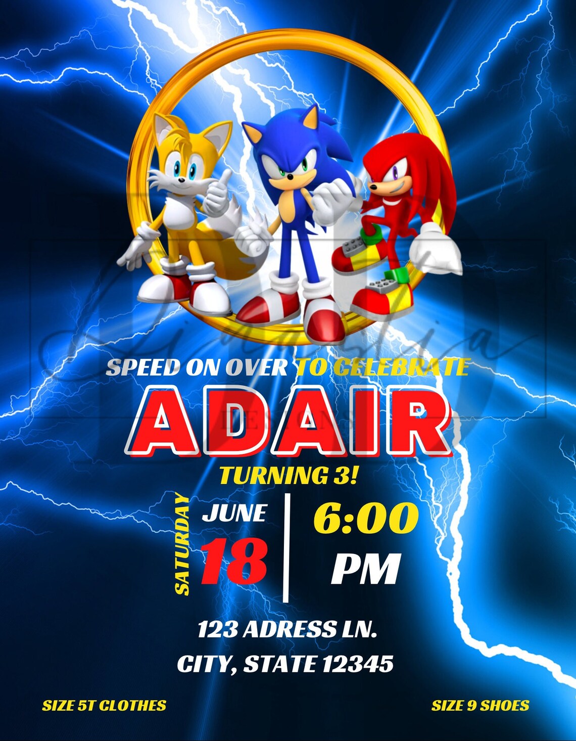 Sonic Birthday Digital Invitation - Etsy