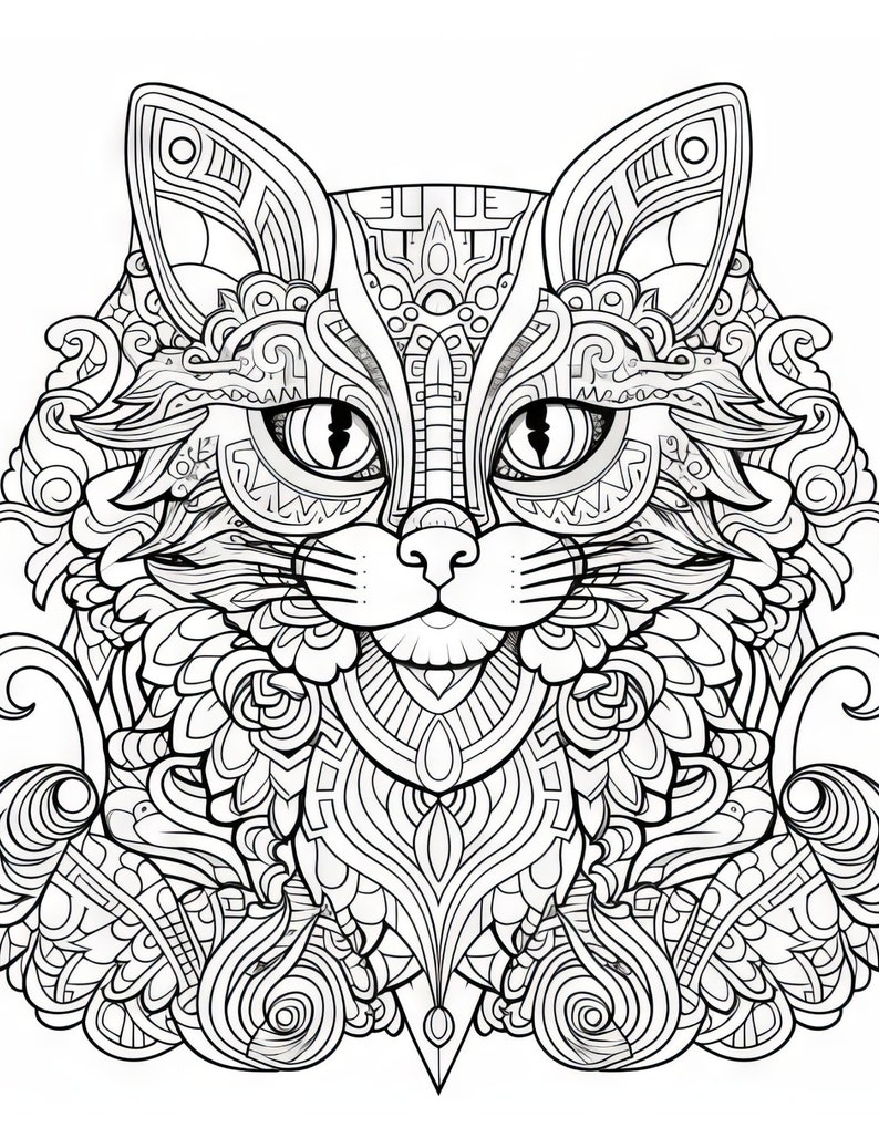 Feline Fantasies Coloring Pages - Etsy