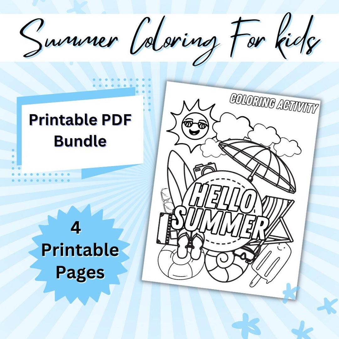 Summer Coloring Pages for Kids - Etsy