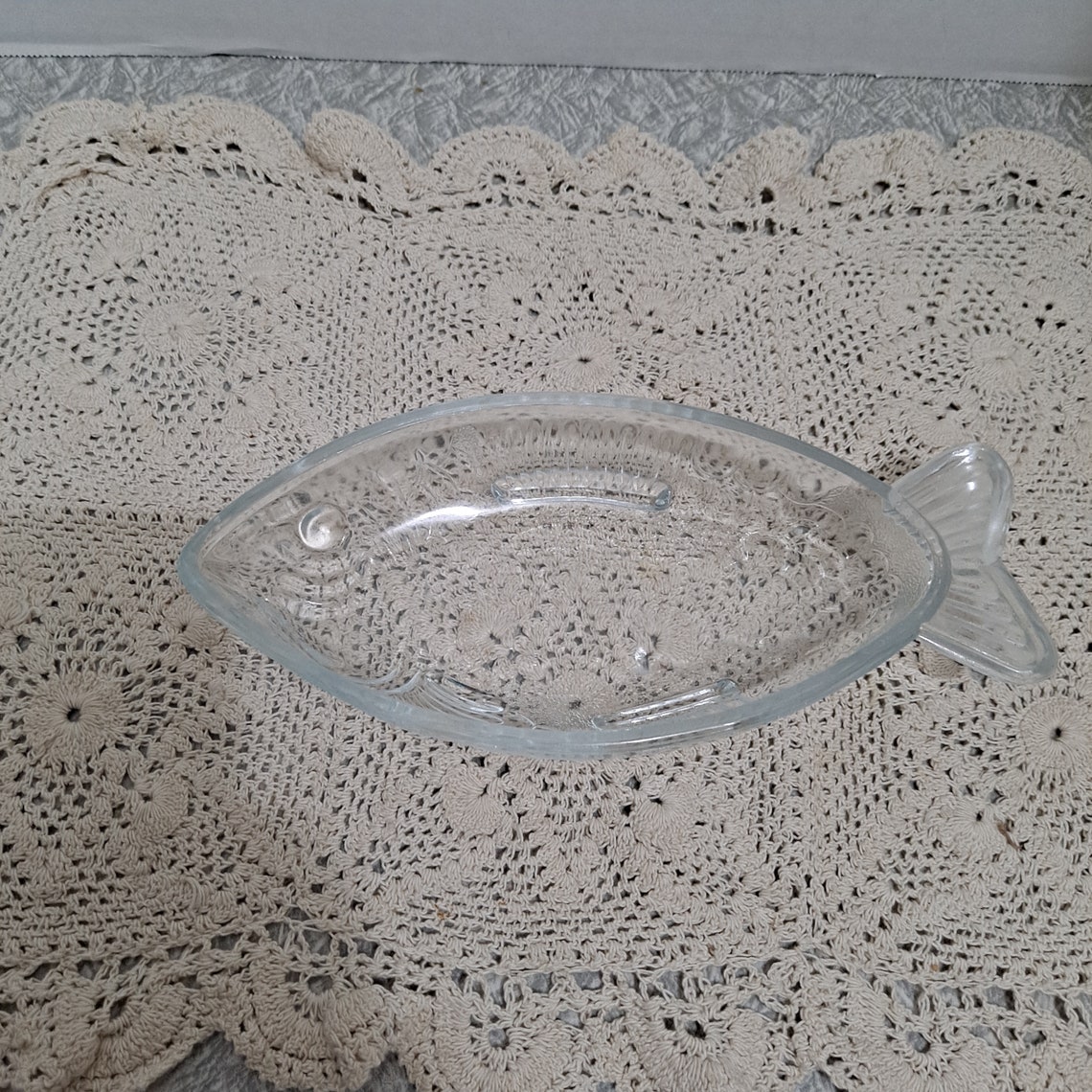 Vintage 1950's Pressed Glass Fish Dish Relish Plate 9 Inches - Etsy