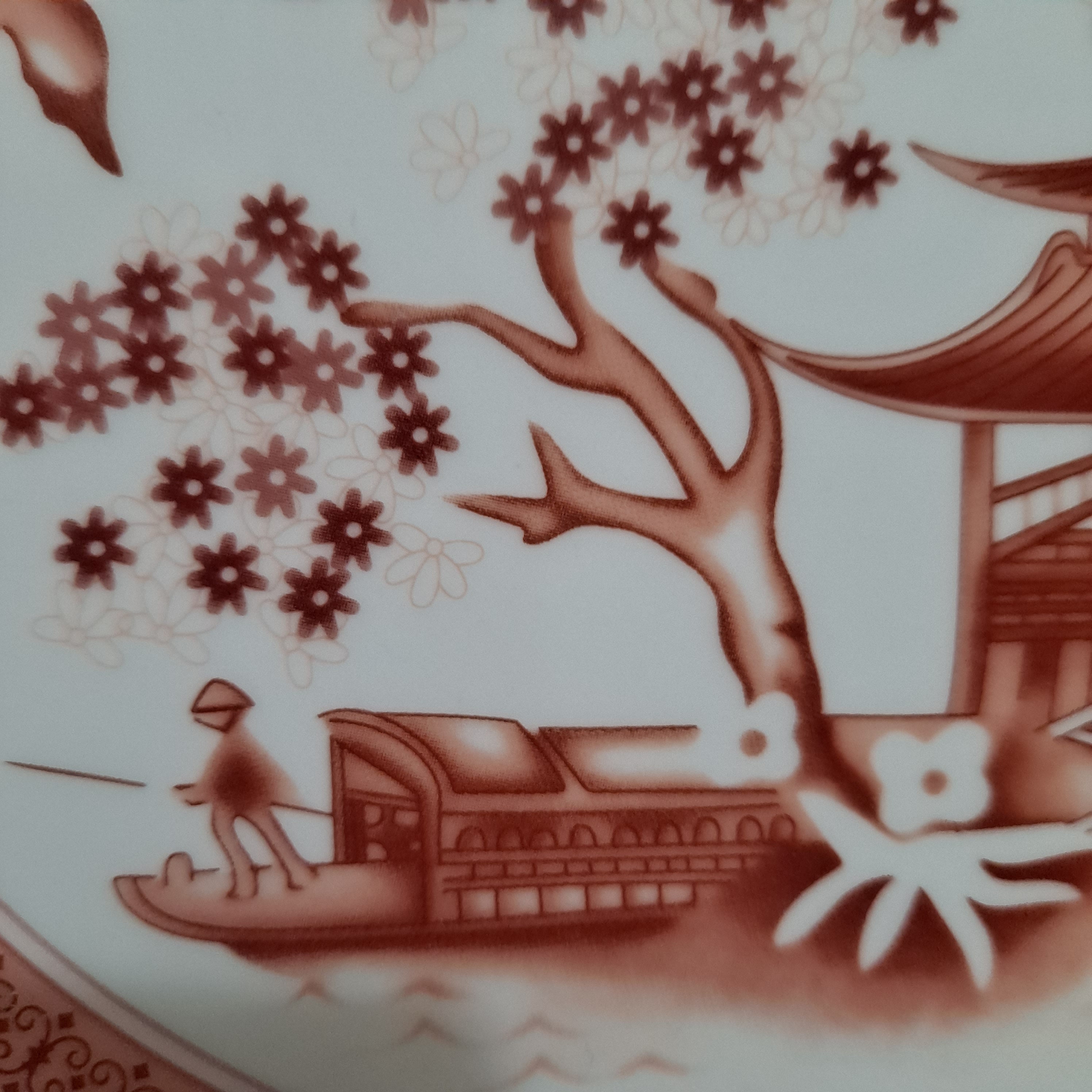 Vintage Emerald Chinese Garden Red / White Porcelain Dinner Plate 10.5 ...