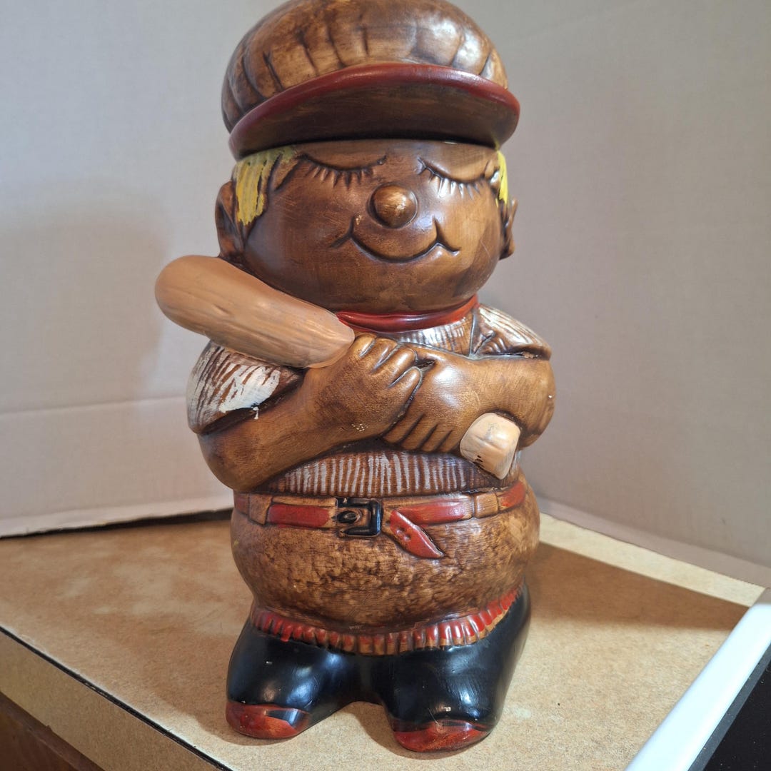 Vintage Ceramic Brown Little Baseball Player Cookie Jar 12.5'' - Etsy