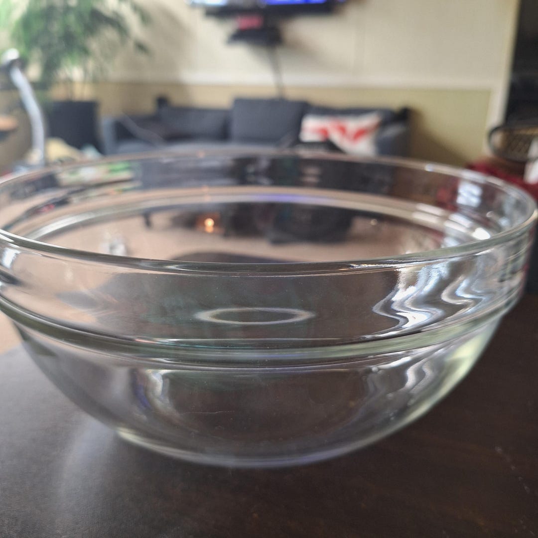 Vintage Anchor Hocking Wide Banded Mixing Serving Bowl Clear Glass 9 ...
