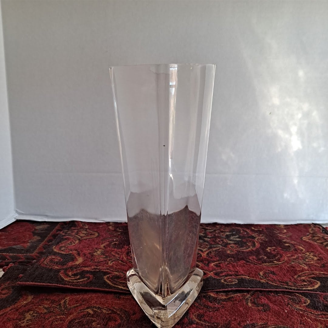 Vintage Three Sided Triangle Shape Heavy Glass Vase Crystal?? - Etsy