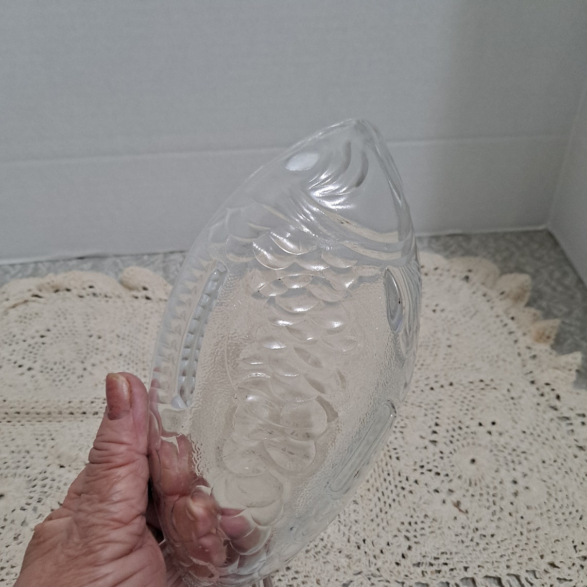 Vintage 1950's Pressed Glass Fish Dish Relish Plate 9 Inches - Etsy