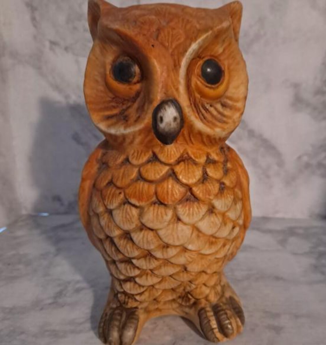 Vintage Brown Rust Orange Barred Owl Figurine Statue - Etsy