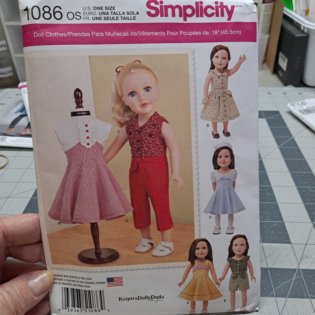 Simplicity Crafts 1086 Doll Cloths American Girl Size 18.5 in Original ...