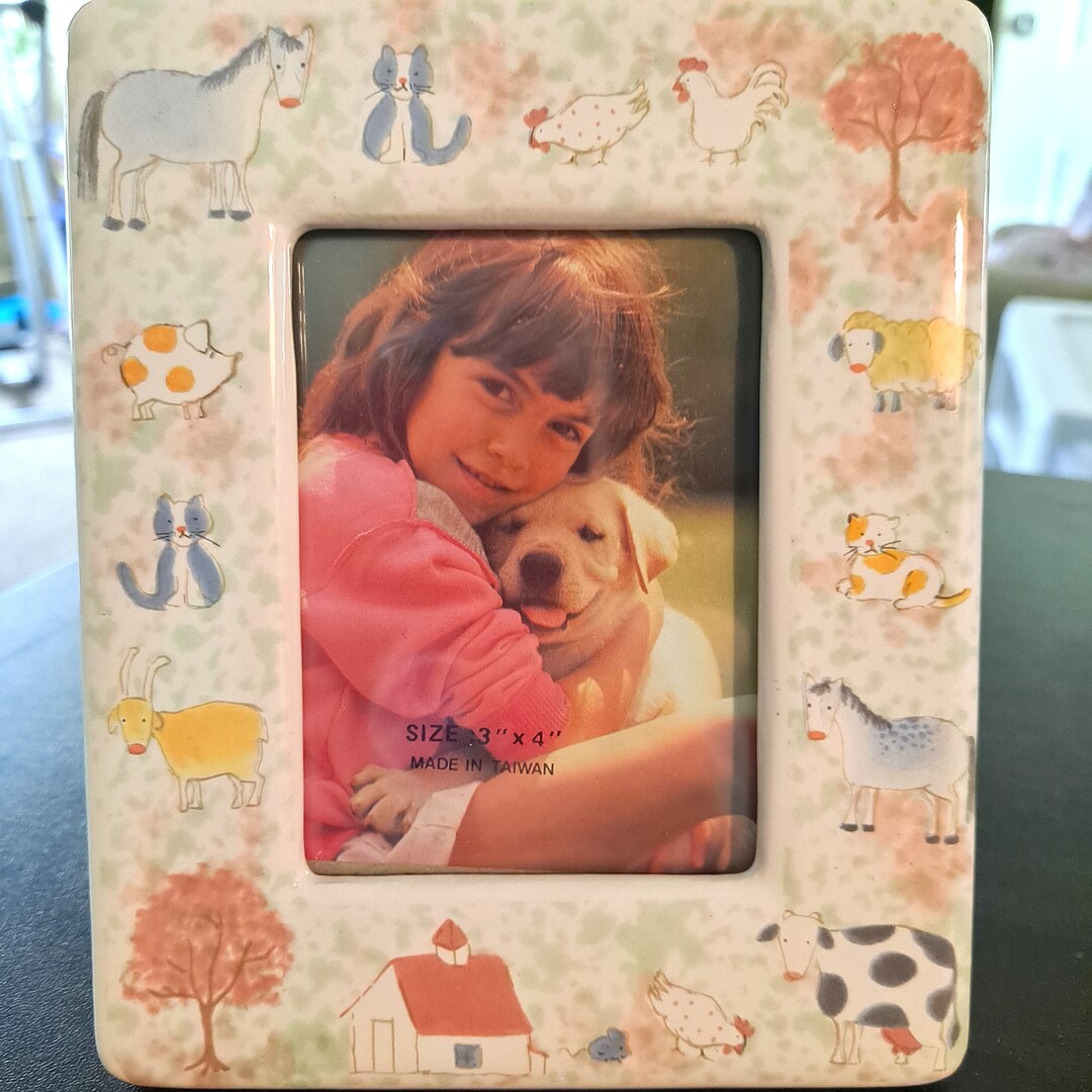 1992 Primitive Barnyard Animals Ceramic Picture Frame for 3'' X 4 ...