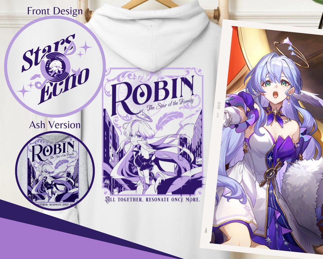 Robin Themed Hoodie, Honkai Star Rail Apparel Hoodies, Vintage Anime ...
