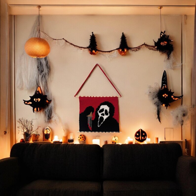 Horror Crochet Tapestry Horror Characters Crochet Tapestry Wall Hangin ...