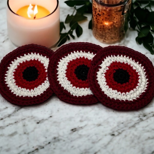 Crochet Evil Eye Coaster - Etsy