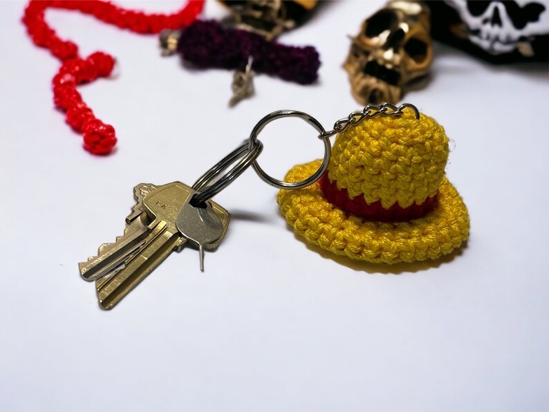 Luffy Straw Hat Crochet Keychain Luffy Hat Crochet One Piece Anime ...
