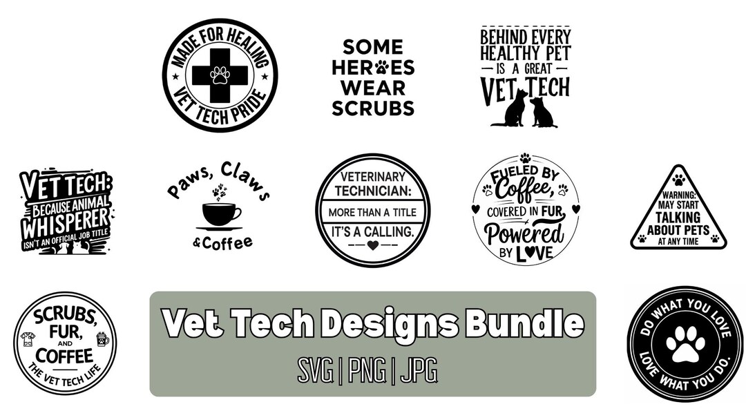 Funny Vet Tech SVG Bundle – Veterinary Tech Quotes, Vet Life Cricut ...