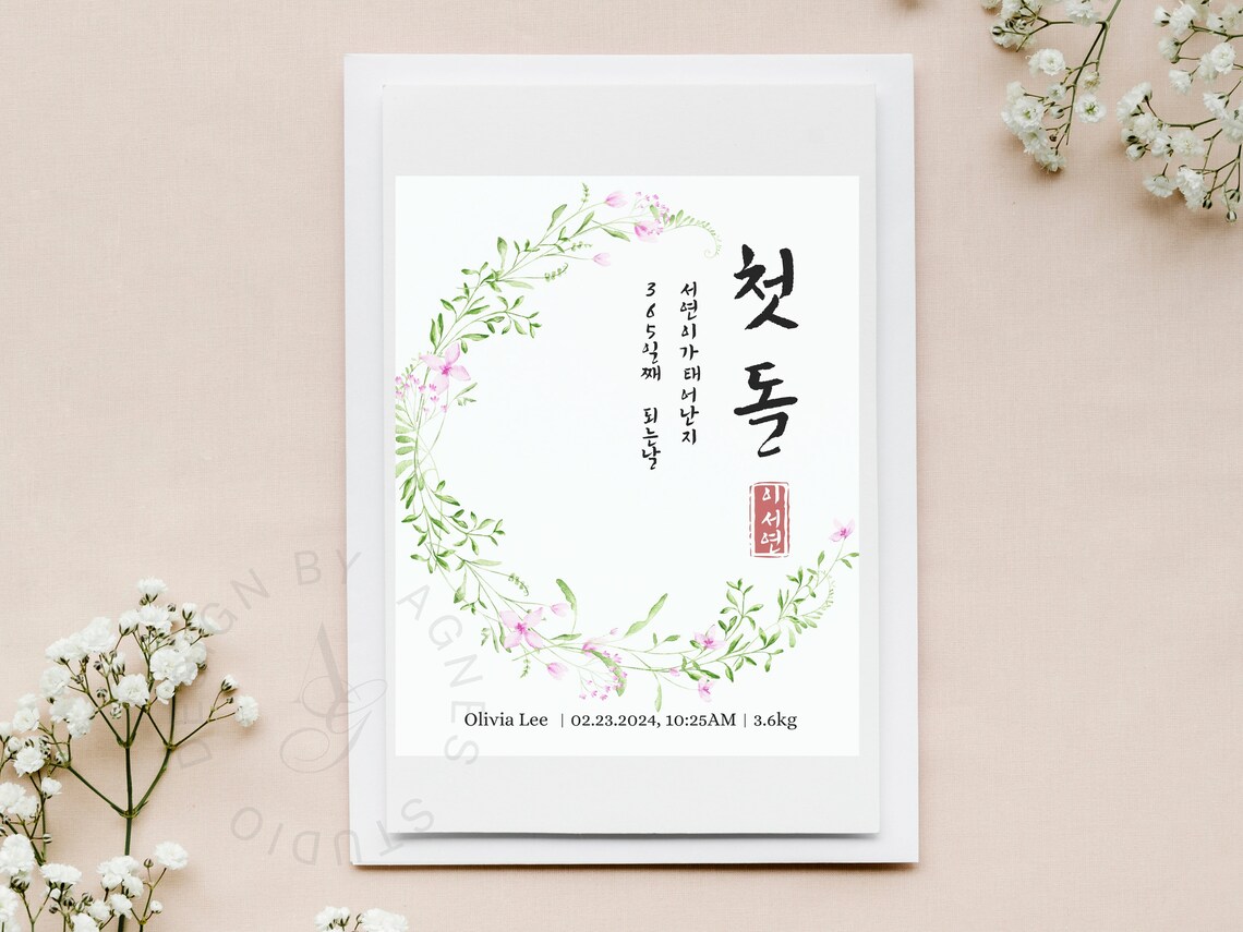 Personalized, Korean 1st Birthday, Dohl, Dol, Poster, Sign, Doljanchi ...
