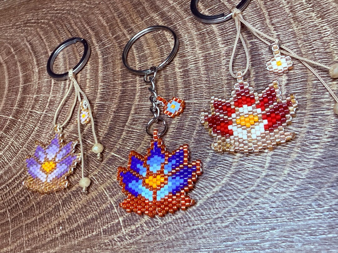 Lotus Keychain – Handmade With Miyuki Beads - Etsy