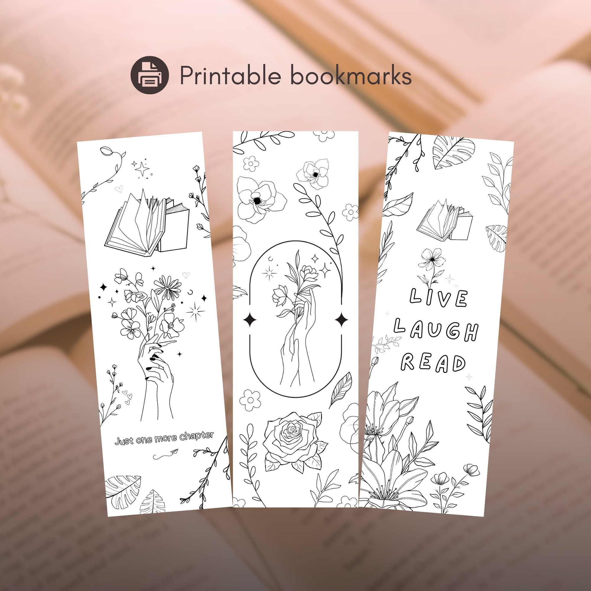 Adult Coloring Printable Bookmark, Bookmarks to Color, Diy Bookmark ...