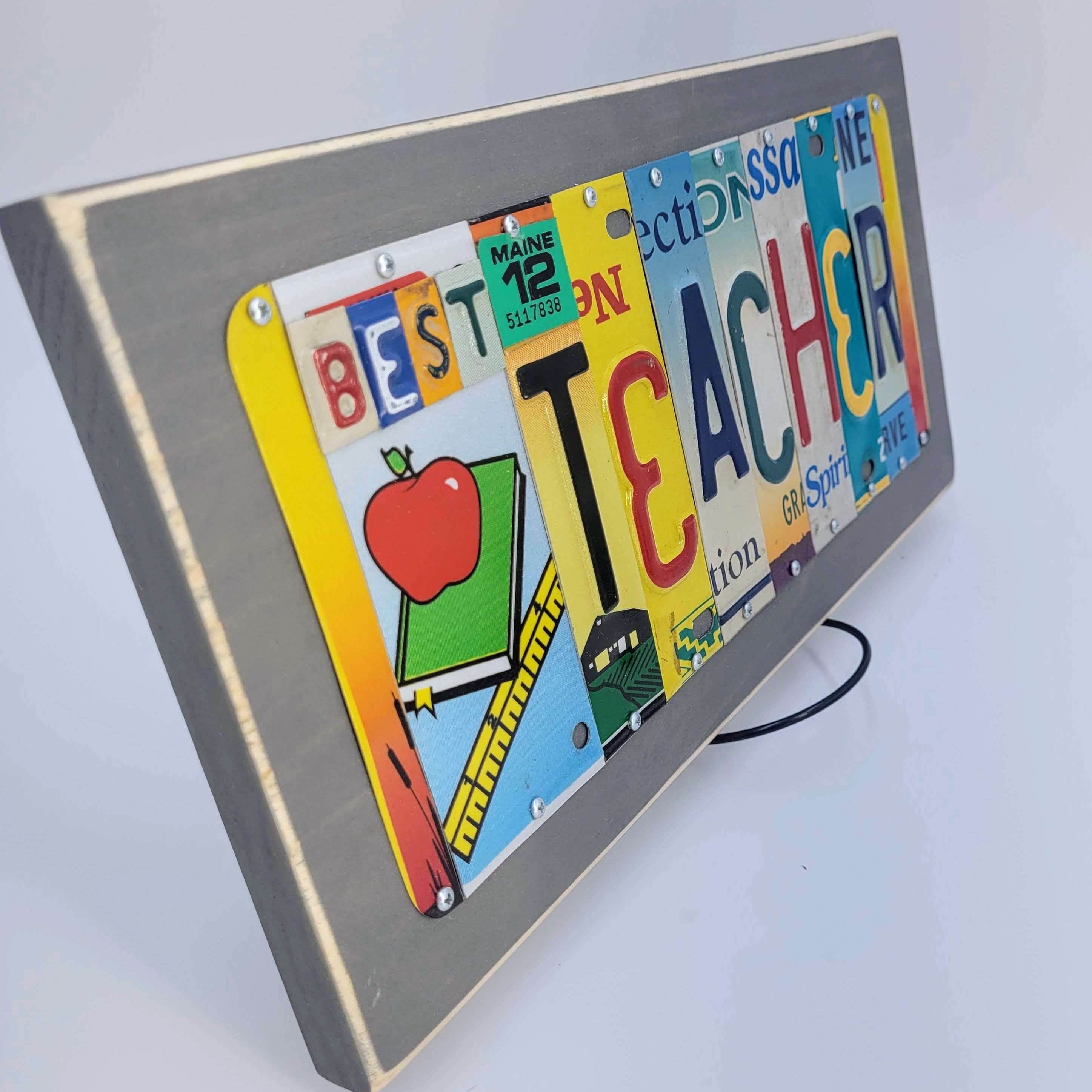 BEST TEACHER License Plate Art Sign ~ Great School Teacher Graduation ...