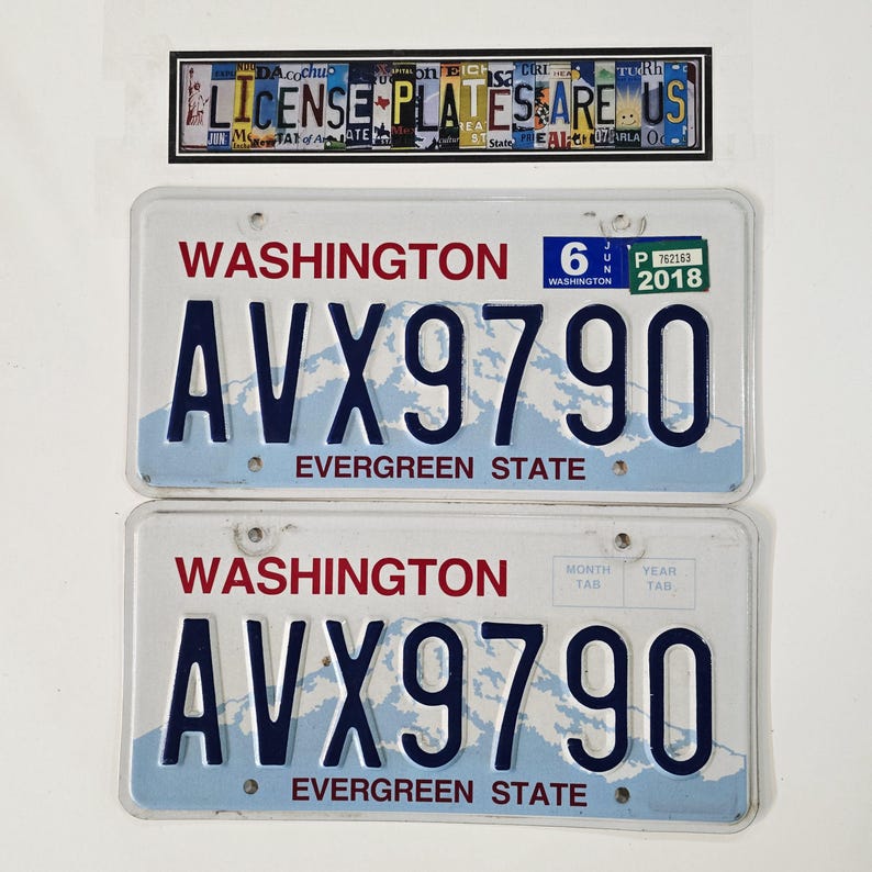 Washington State License Plate Pairs - Authentic, Collectible License ...