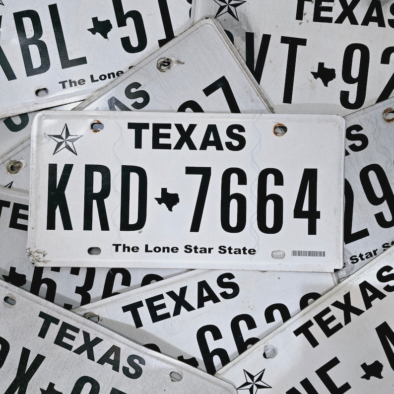 TEXAS License Plate 1 Authentic TX Car Tag W/ Random Letters & Numbers ...