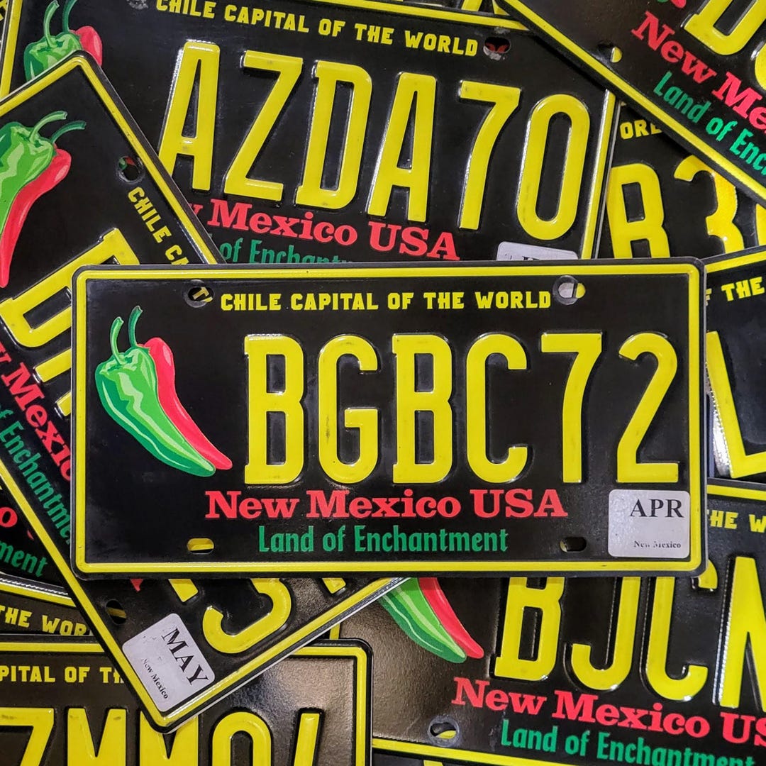 NEW MEXICO Chile Pepper License Plate ~ 1 W/ Random Letters & Numbers ...