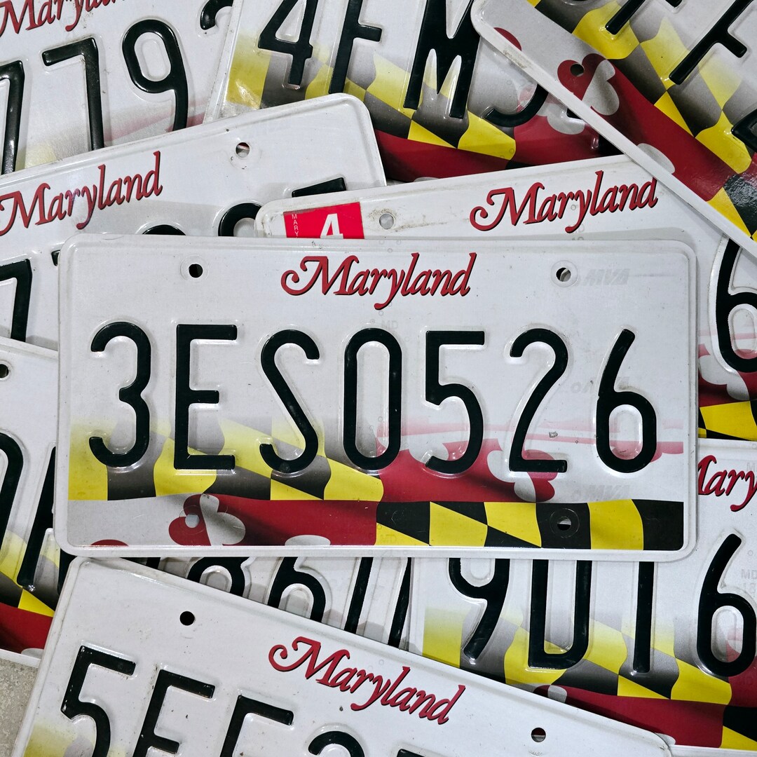 MARYLAND LICENSE PLATE ~ 1 Real Used Plate W/ Random Letters & Numbers ...